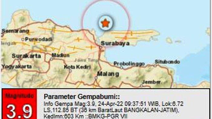Gempa Guncang Jawa Timur Minggu 24 April 2022, Baru Saja Terjadi di Laut, Berikut Info BMKG ...