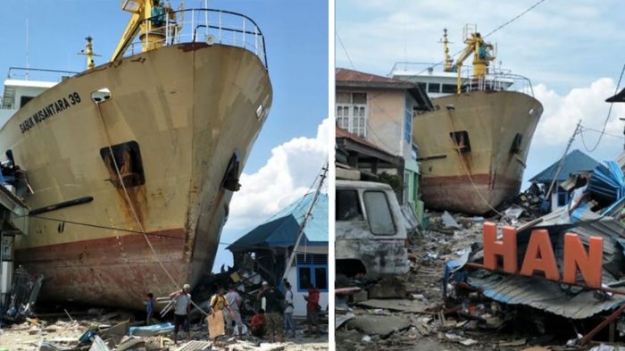 (VIDEO) Kapal Besar Terdampar Hingga ke Perkampungan - Tribunmanado.co.id