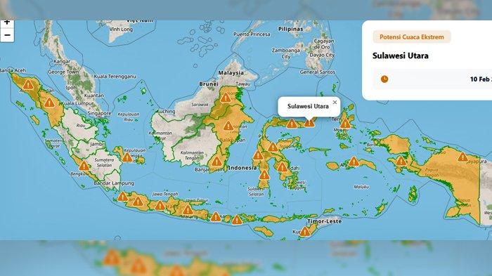 Peringatan Dini Cuaca Ekstrem Selasa 11 Februari 2025, Info BMKG untuk Sulawesi Utara ...