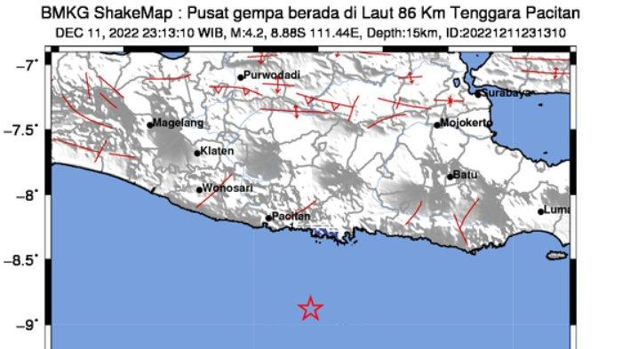 Kabupaten Trenggalek Diguncang Gempa Sebanyak 89 Kali Sepanjang 2022 - Tribunmataraman.com