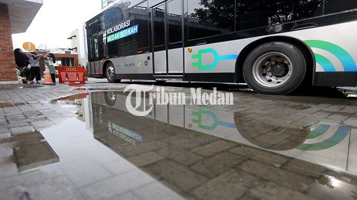 Berita Foto: INI 38 Titik Halte Bus Listrik Gratis Pemko Medan, Tak ...