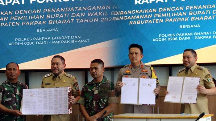 BUPATI Franc Bernhard Tumanggor Tanda Tangani NPHD Bersama Kodim 0206/Dairi dan Polres Pakpak ...