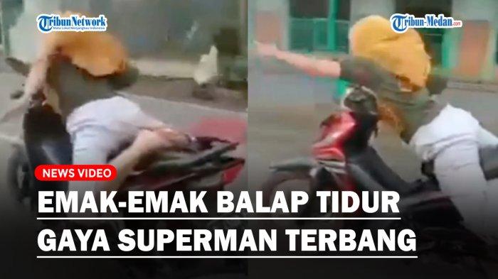 Viral Emak-emak Balap Tidur di Atas Sepeda Motor, Gayanya Mirip ...