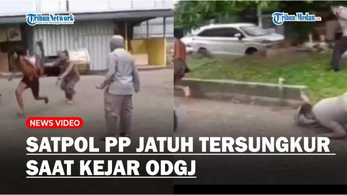 Gagal Kejar ODGJ Menggunakan Sarung, Petugas Satpol PP Jatuh Tersungkur - Tribun-medan.com