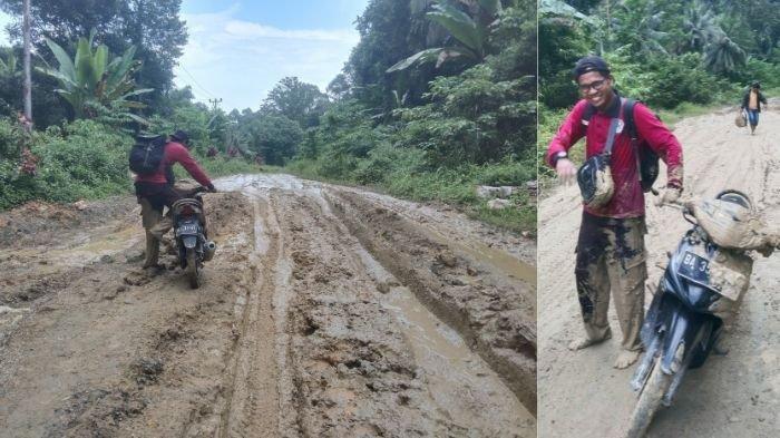 Akibat Jalan Hancur dan Berlumpur, Sepeda Motornya Tegelincir, Guru dan ...