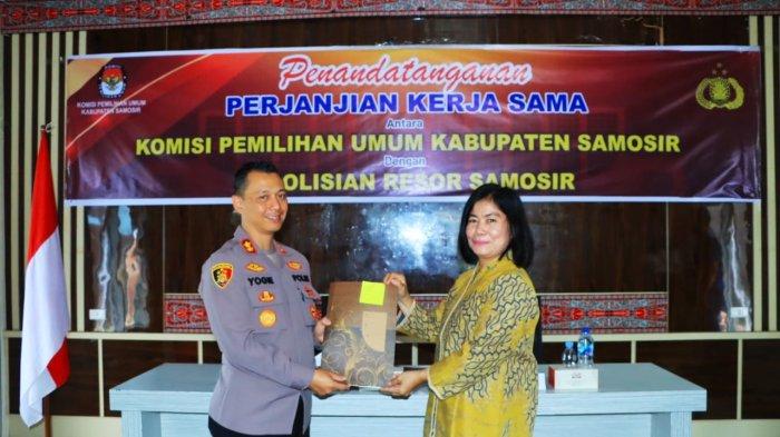 KPU dan Polres Samosir Tandatangani Perjanjian Kerja Sama Jelang Pemilu 2024 - Tribun-medan.com