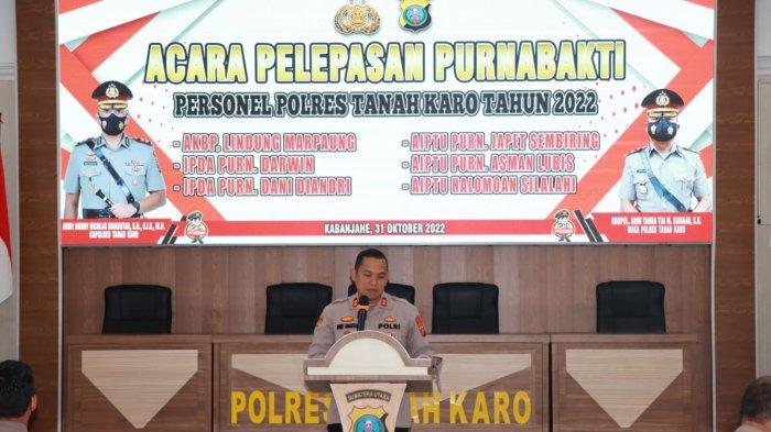 Polres Tanah Karo Lepas Personil Purna Bakti Tahun 2022 - Tribun-medan.com
