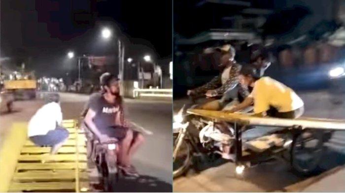 Tiga Pria Diarak Polisi Pakai Becak setelah Ketahuan Mencuri Pagar Rumah Warga - Tribun-medan.com