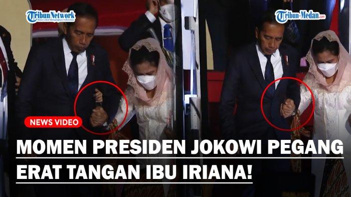 MOMEN Presiden Jokowi Pegang Erat Tangan Ibu Iriana saat Turuni Tangga Pesawat - Tribun-medan.com