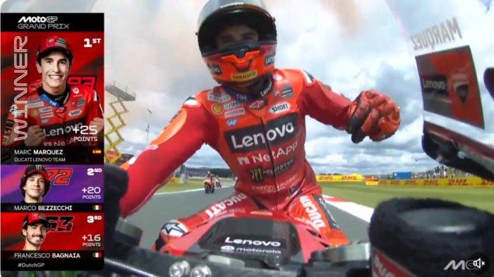 HASIL MotoGP Belanda 2025 - Marc Marquez Juara, Alex Marquez Crash Usai Sikut-sikutan - Tribun ...