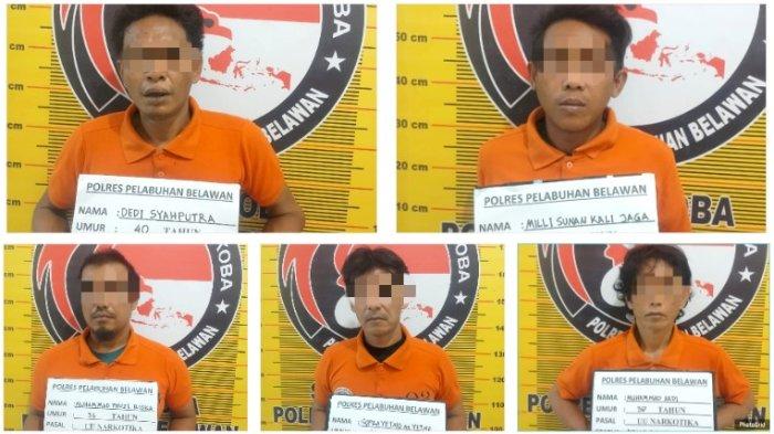 5 Pria ini Diciduk Polisi saat Berada di Sarang Narkoba di Medan Belawan - Tribun-medan.com