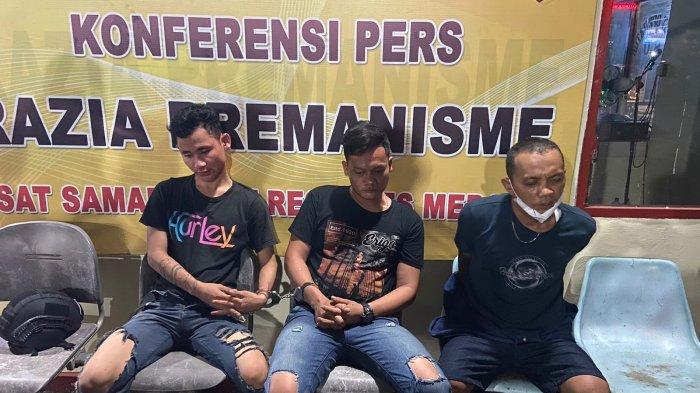 Tiga Pria Diduga Pelaku Jambret Dibekuk Samapta Polrestabes Medan - Tribun-medan.com