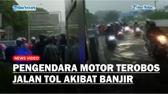 Sejumlah Pengendara Sepeda Motor Nekat Terobos Jalan Tol di Makassar Akibat Banjir - Tribun ...