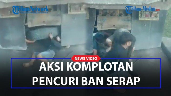 Terekam Aksi Komplotan Pencuri Ban Serap di Rest Area Km 60 Tol Jakarta-Merak - Tribun-medan.com