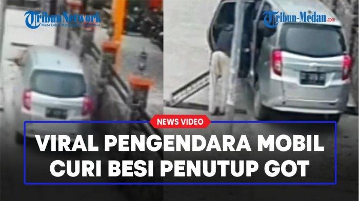 VIRAL Aksi Pengendara Mobil di Kendari Terekam CCTV Curi Besi Penutup Selokan - Tribun-medan.com