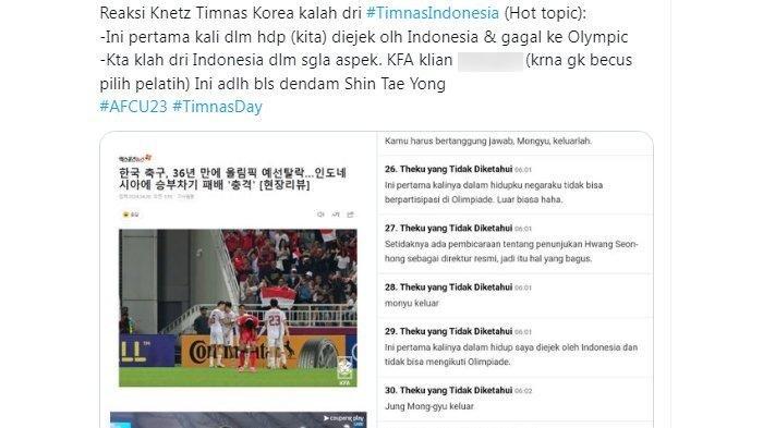 VIRAL Komentar Netizen Korsel Usai Negaranya Dikalahkan Timnas Indonesia: Balas Dendam Shin Tae ...