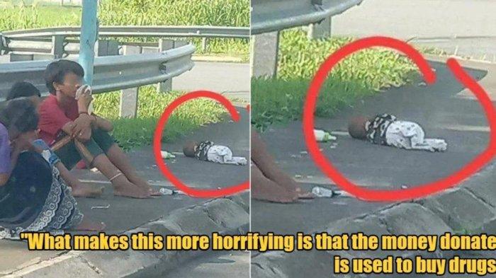 VIRAL Potret Pengemis Biarkan Bayi Tergeletak di Pinggir Jalan, Ortunya ...