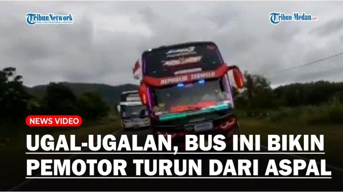 VIRAL Ugal-ugalan dan Makan Jalan, Bus Ini Bikin Pemotor Turun dari Aspal - Tribun-medan.com