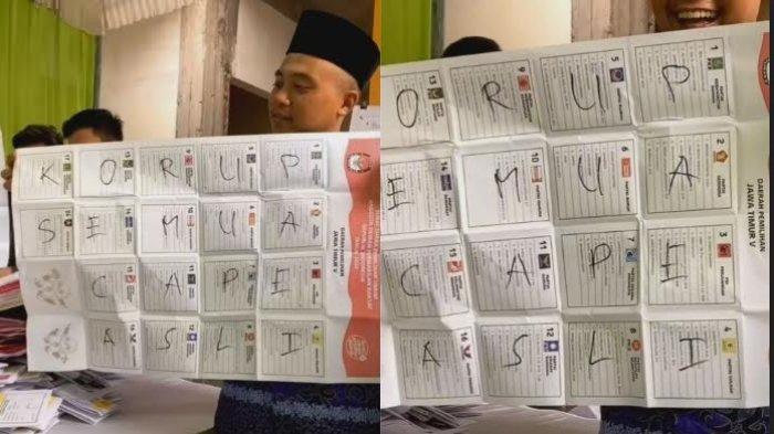 Viral Kertas Suara Caleg di TPS Ditulis dengan Kalimat Nyeleneh: Korupsi Semua Cape Asli ...