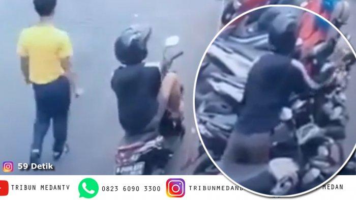 Pria Ini Nekat Curi Helm di Keramaian, Aksinya Terekam CCTV. . - Tribun-medan.com