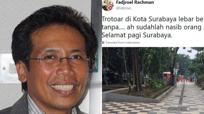 Cuit Fadjroel Rachman yang Membandingkan Trotoar Jakarta Vs Surabaya Menuai Pro Kontra! - Tribun ...