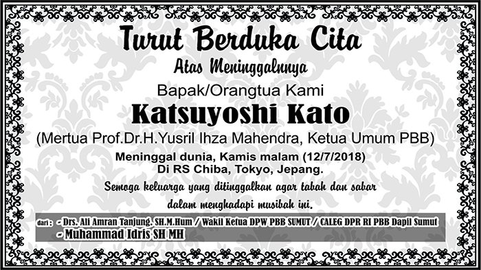 BERITA DUKACITA: Telah Meninggal dengan Tenang Katsuyoshi Kato - Tribun-medan.com