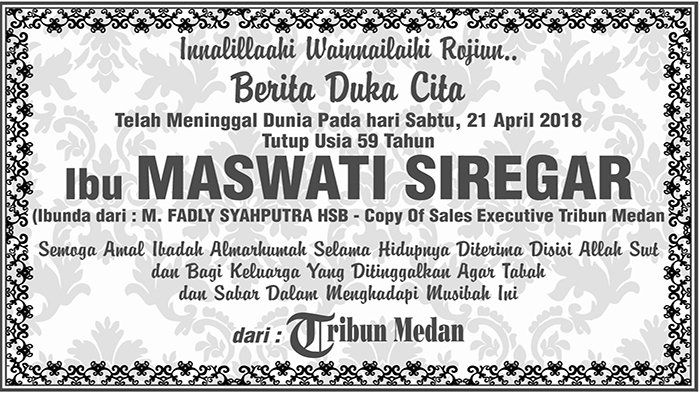 BERITA DUKACITA: Telah Berpulang ke Rahmatullah Maswati Siregar ...