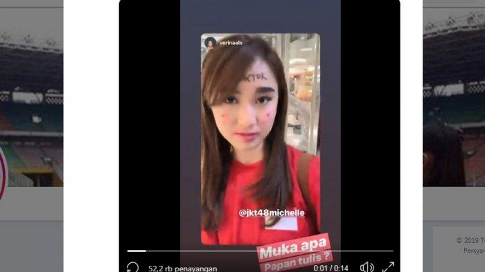 Jidat Michelle JKT 48 Ditulis Spidol Tik Tok, Viral Videonya Diteriaki Pengangguran oleh ...