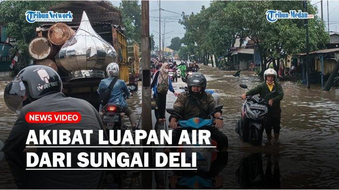 Sejumlah Sepeda Motor Mogok di Kawasan Jalan Yos Sudarso yang Terendam Banjir - Tribun-medan.com