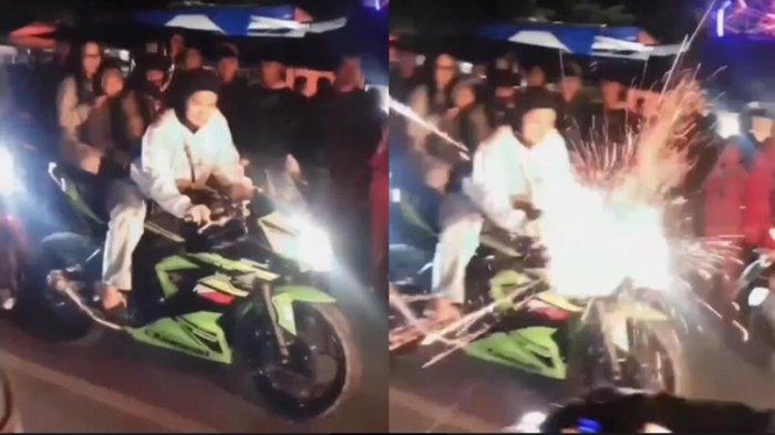 Wanita Geber-geber Sepeda Motor saat Macet, Warga yang Kesal Lempar Petasan - Tribun-medan.com