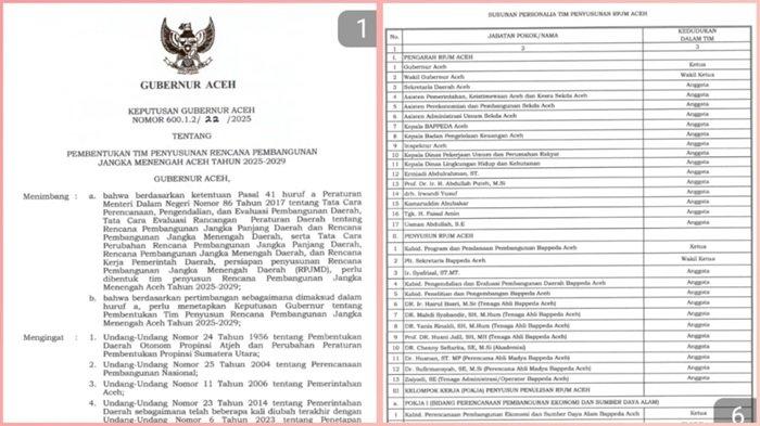 Pj Gubernur SK-kan Tim Penyusun RPJM Aceh, Kombinasi Tim Mualem, Pakar ...