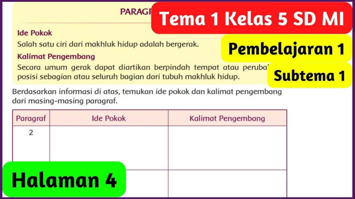 Soal & Kunci Jawaban Buku Tematik Tema 1 Kelas 5 SD Halaman 4 : Organ Gerak Hewan dan Manusia ...