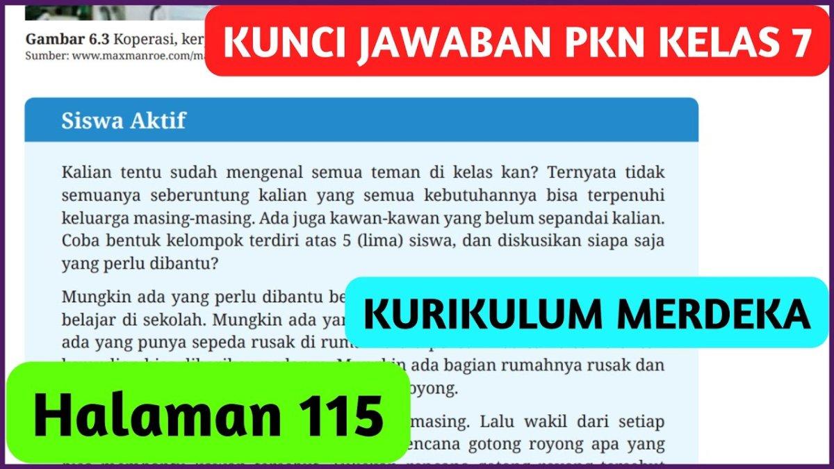 Soal & Kunci Jawaban PPKN Kelas 7 SMP Halaman 115 Kurikulum Merdeka ...