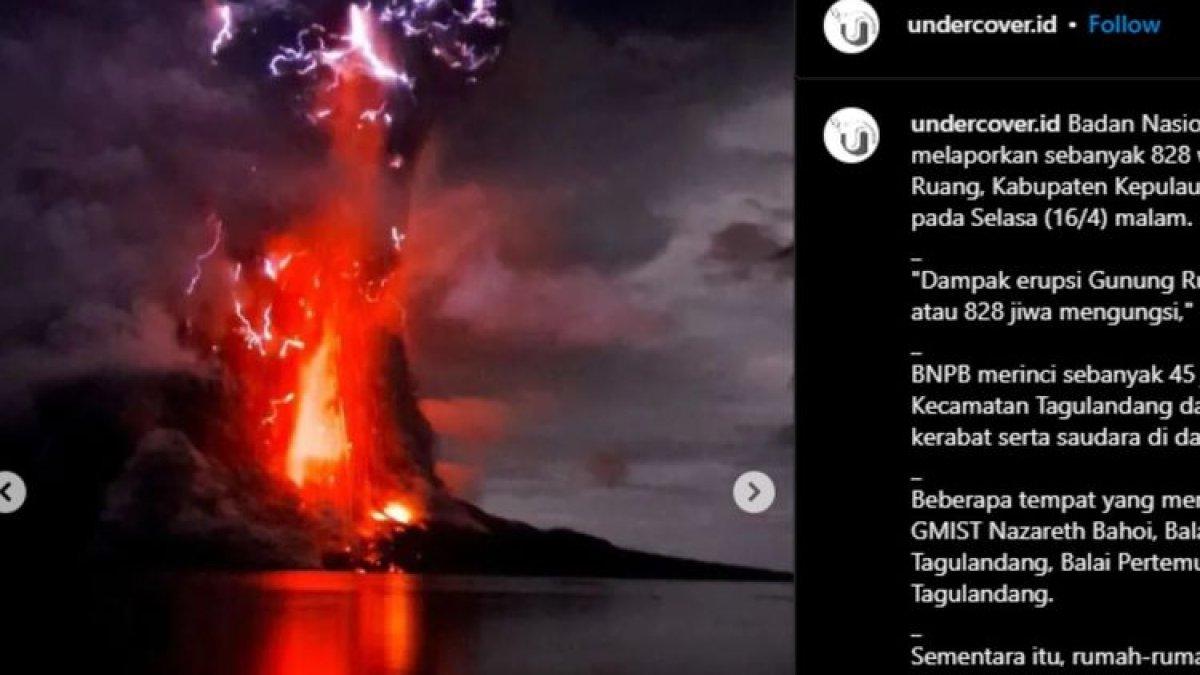 Potret Mengerikan Kilat Menyambar Semburan Api Letusan Gunung Ruang di ...