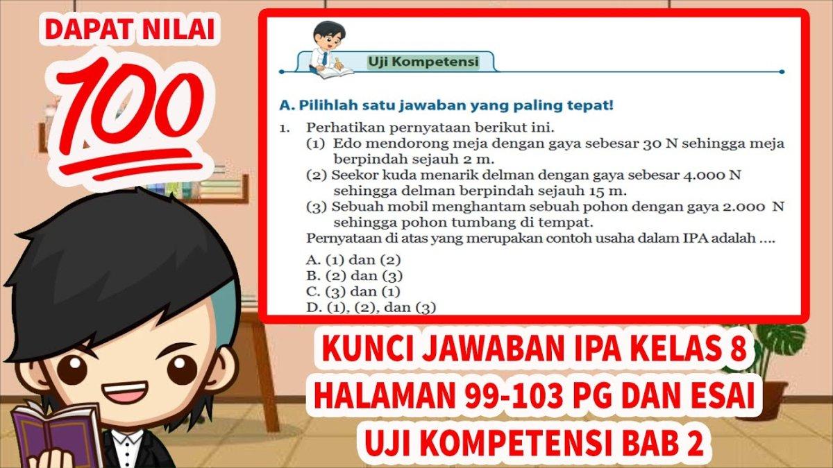 Soal & Kunci Jawaban Pelajaran IPA Kelas 8 SMP/MTs Hal 102 dan 103 'Pengungkit dan Katrol ...