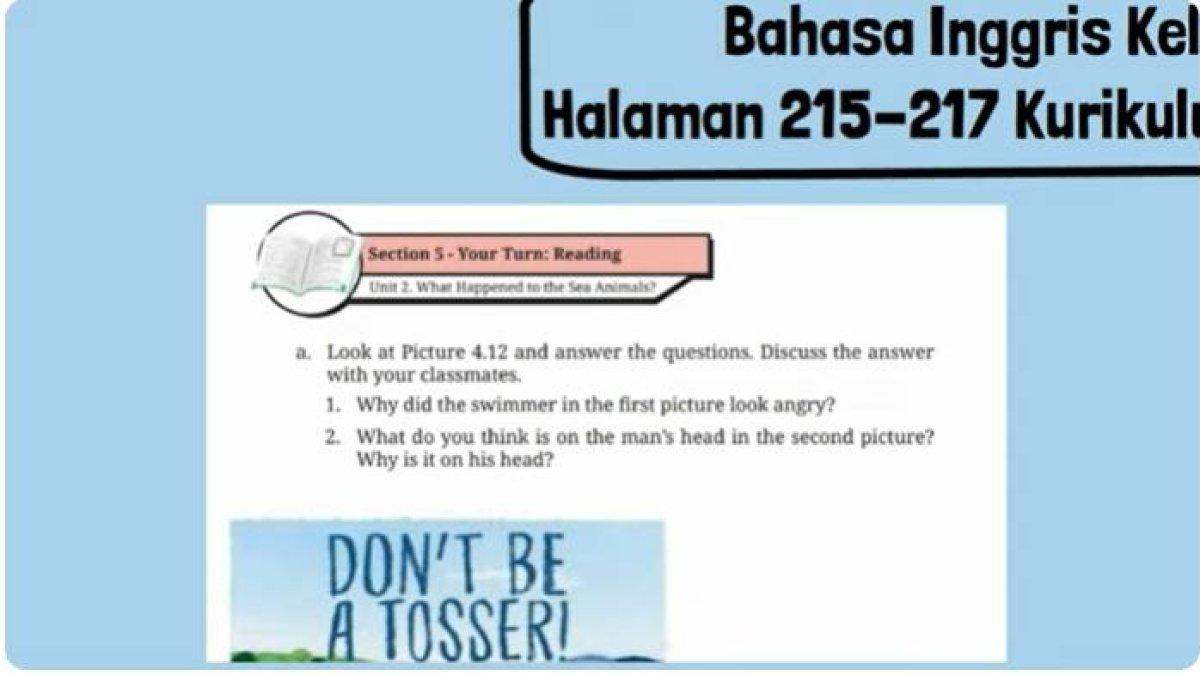Soal & Kunci Jawaban Bahasa Inggris kelas 8 SMP halaman 215 2016 217 Kurikulum Merdeka, Sea ...
