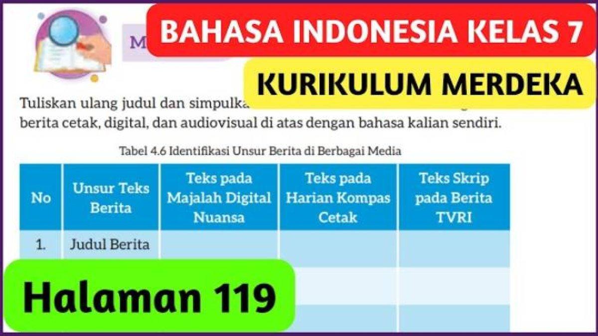 Soal & Kunci Jawaban Bahasa Indonesia Kelas 7 SMP Halaman 119 Kurikulum ...
