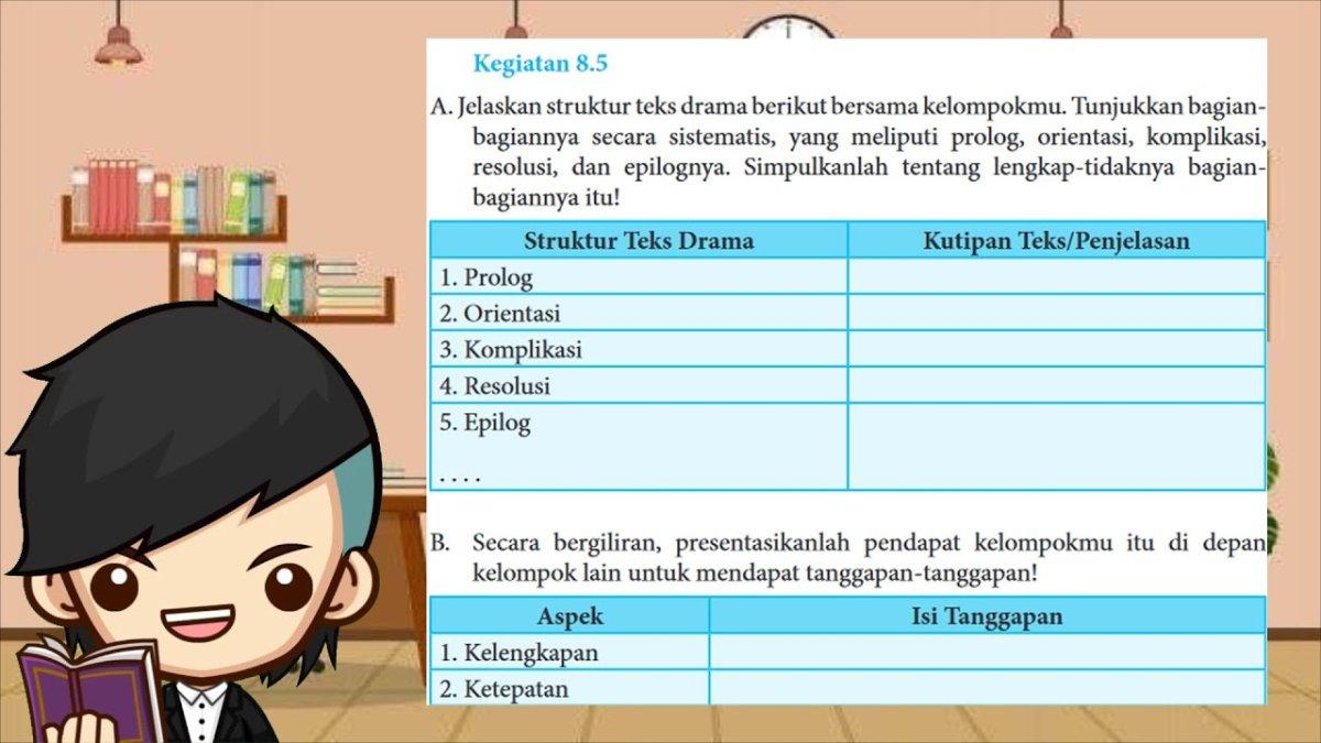 Soal & Kunci Jawaban Bahasa Indonesia Kelas 8 SMP Halaman 214, Struktur Teks Drama & Kutipannya ...
