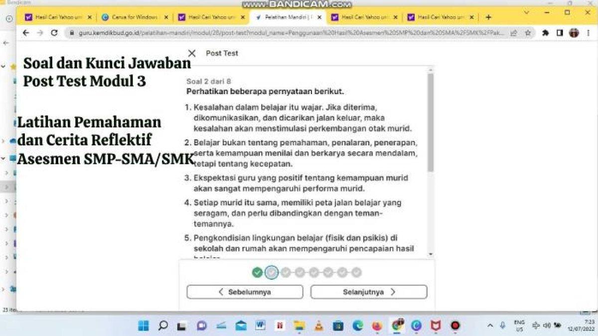 Soal & Kunci Jawaban Post Test Modul 3, Mengubah Strategi Belajar ...