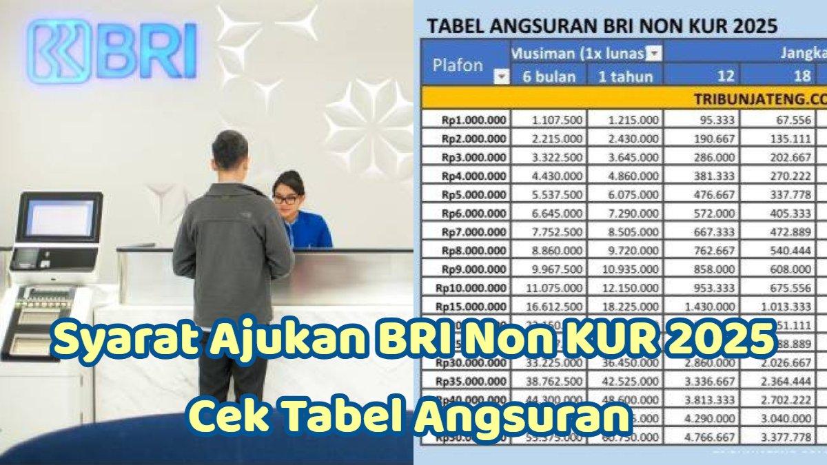 Syarat Ajukan BRI Non KUR 2025, Cek Tabel Angsuran Pinjaman Rp 1-500 Juta, Bisa Bayar 1 Kali ...