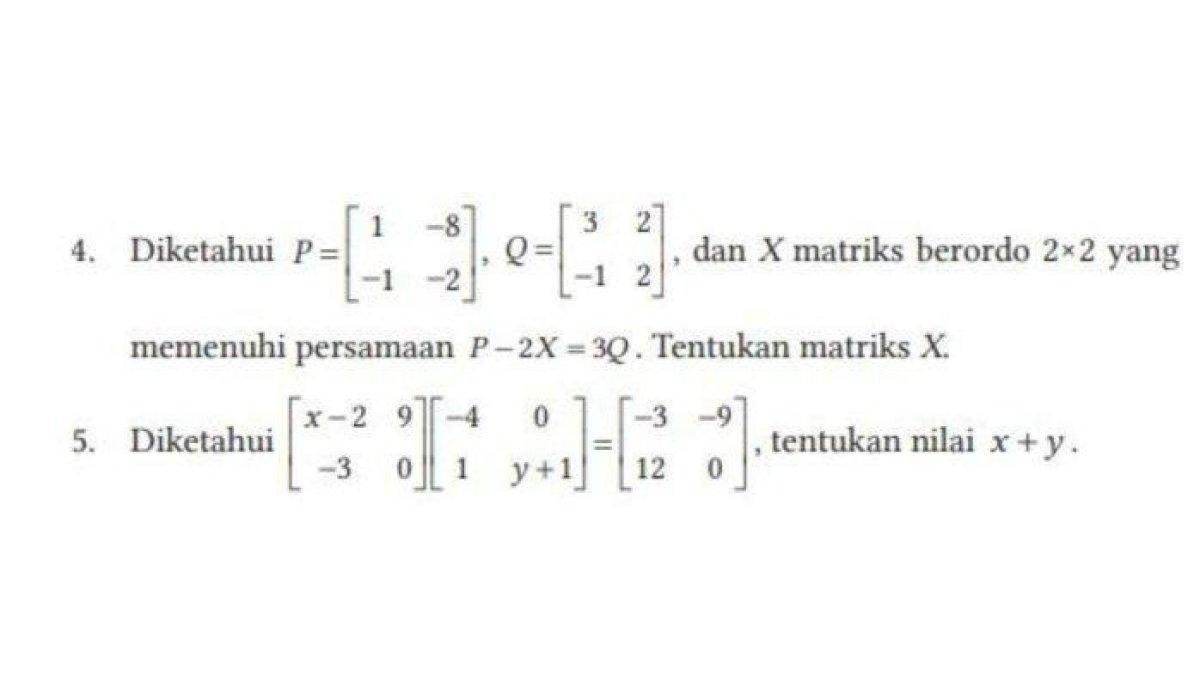 Bagaimana jika Matriks A dan B Berordo sama? Kunci Jawaban Matematika ...