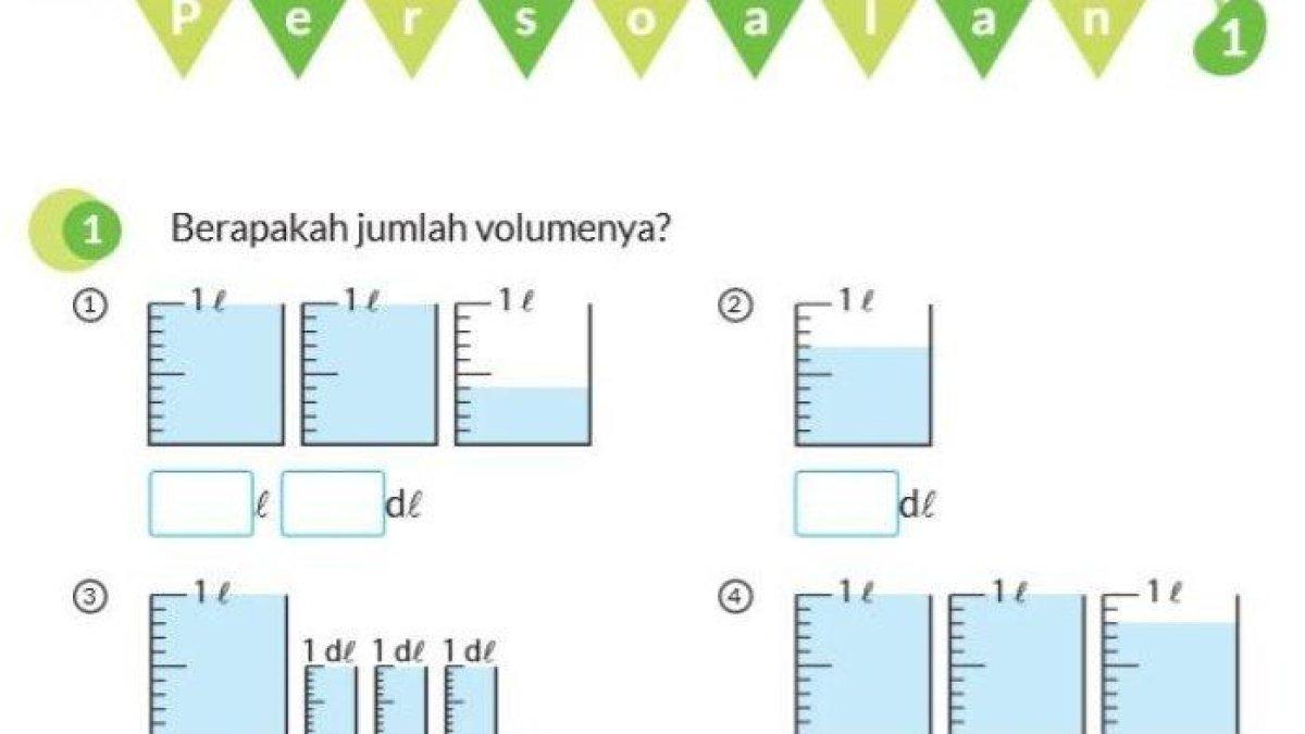 Bagaimana Dengan Cara Pecahan Liter? Kunci Jawaban Matematika Kelas 2 ...