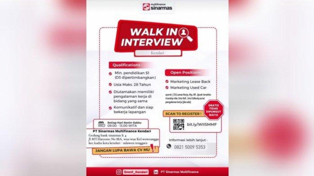Lowongan Kerja di Kendari, PT Sinarmas Multifinance Buka Loker Bagus, Lulusan D3 Dipertimbangkan ...