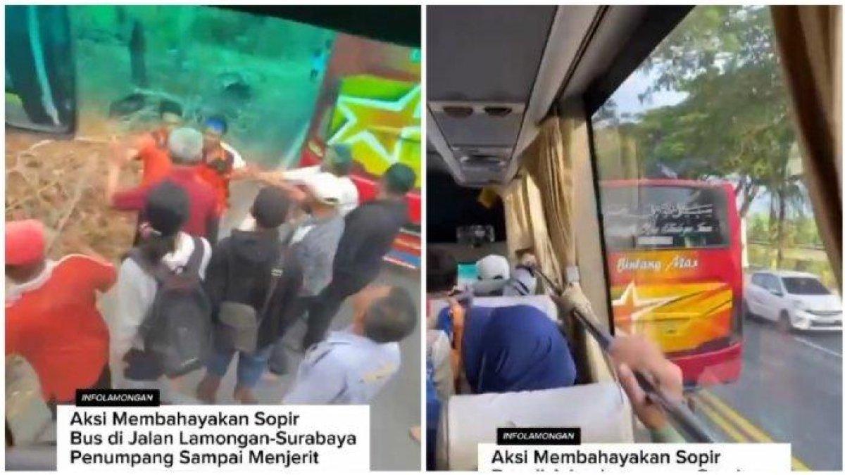 'Pelan-Pelan Pak' Cemas Penumpang Teraki Sopir Bus Ugal-ugalan di Lamongan: Nyaris Senggol Bus ...