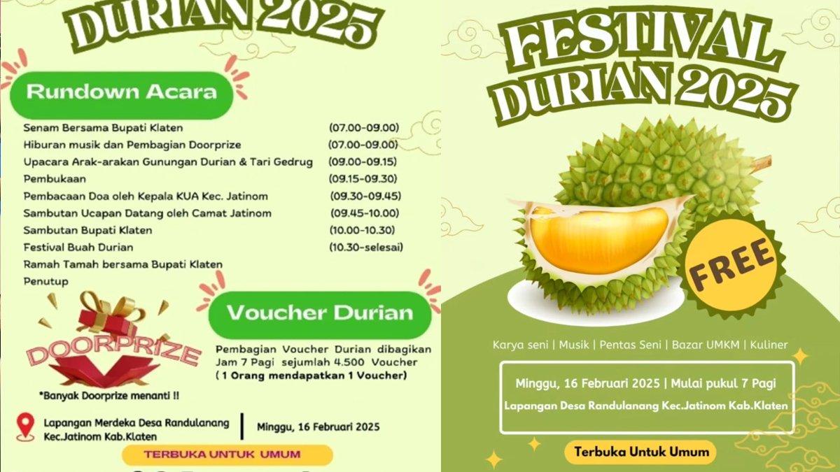 Festival Durian Jatinom Klaten, Ada Ribuan Paket Durian Gratis ...