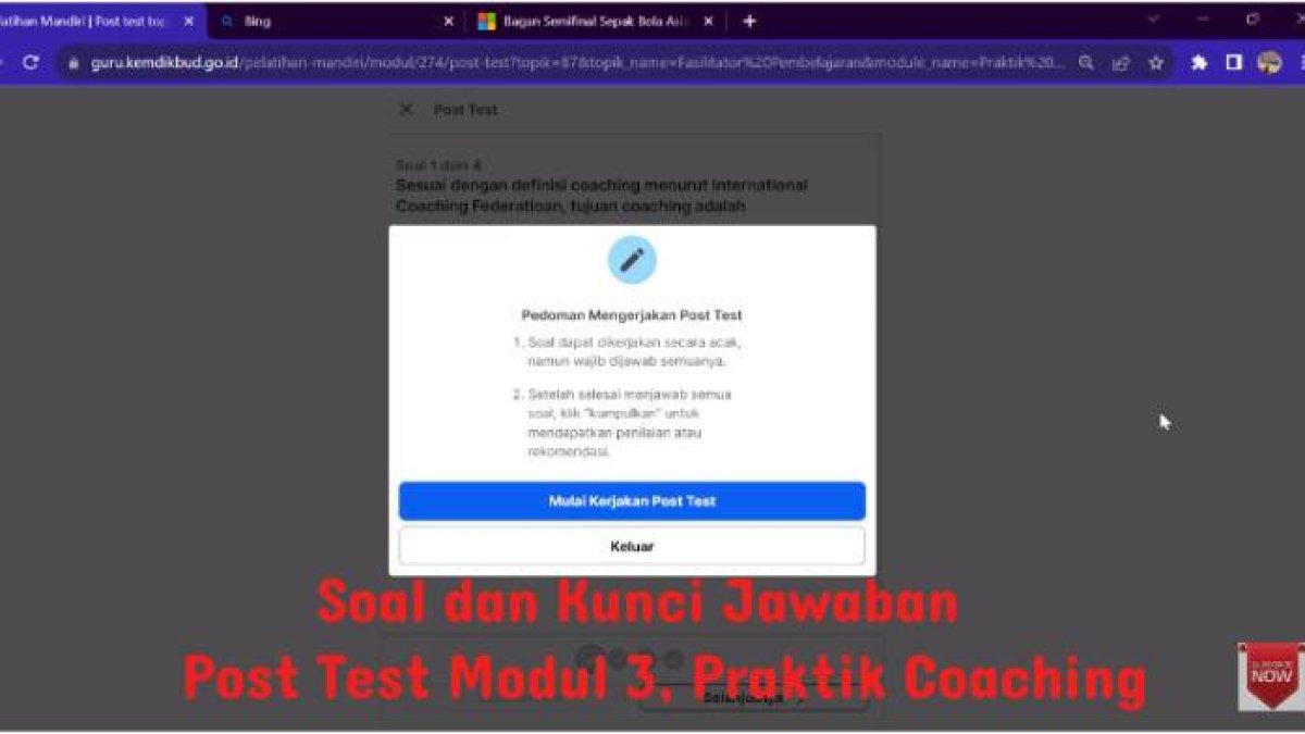 Soal & Kunci Jawaban Post Test Modul 3, Praktik Coaching Sebagai ...