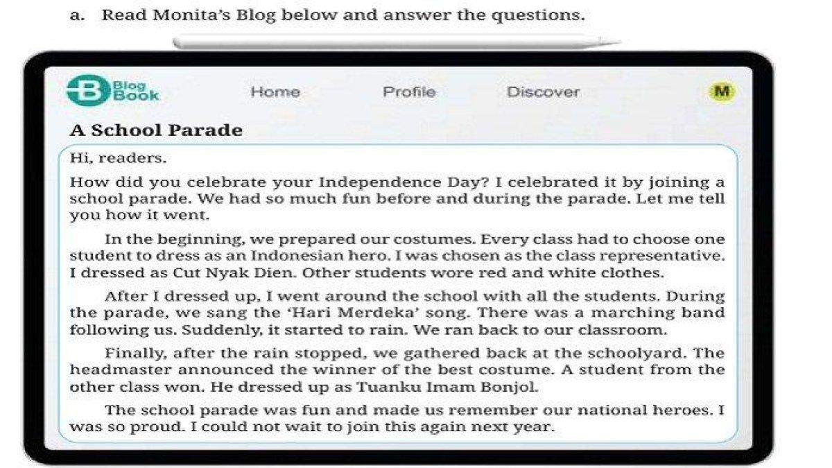 KUNCI JAWABAN Bahasa Inggris Kelas 8 Halaman 50 School Parade: What Did ...