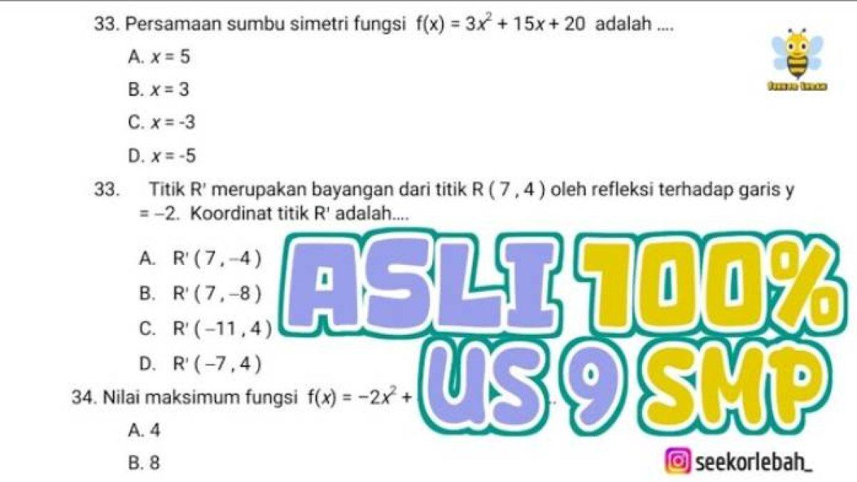 30 Soal & Kunci Jawaban Ujian Sekolah Matematika Kelas 9 SMP/MTs 2024, Tinggi Pohon Sebenarnya ...