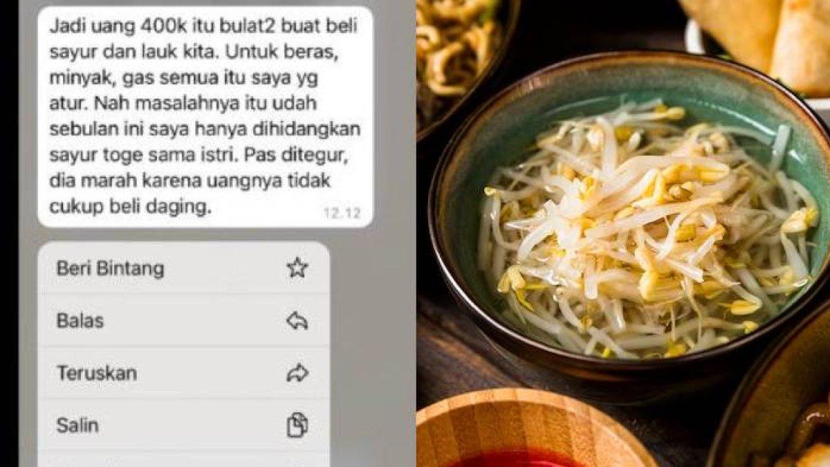 Nafkah 400 Ribu Per Bulan, Suami Marah Istri Masak Sayur Toge Terus ...