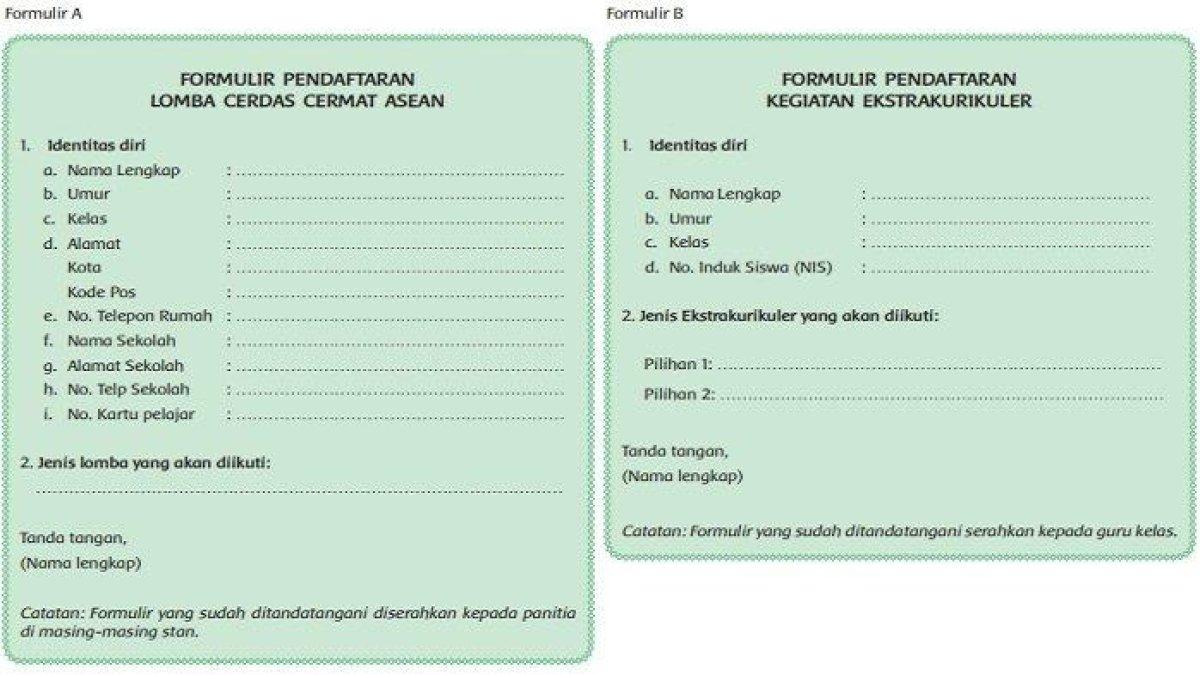Soal & Kunci Jawaban Buku Tema 5 Kelas 6 SD Halaman 12, 13 dan 14 : Apa Tujuan dari Formulir A ...
